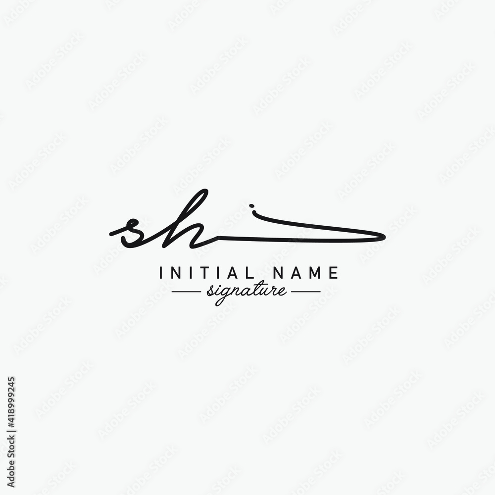 Initial Letter SH Logo - Handwritten Signature Logo Stock Vector ...