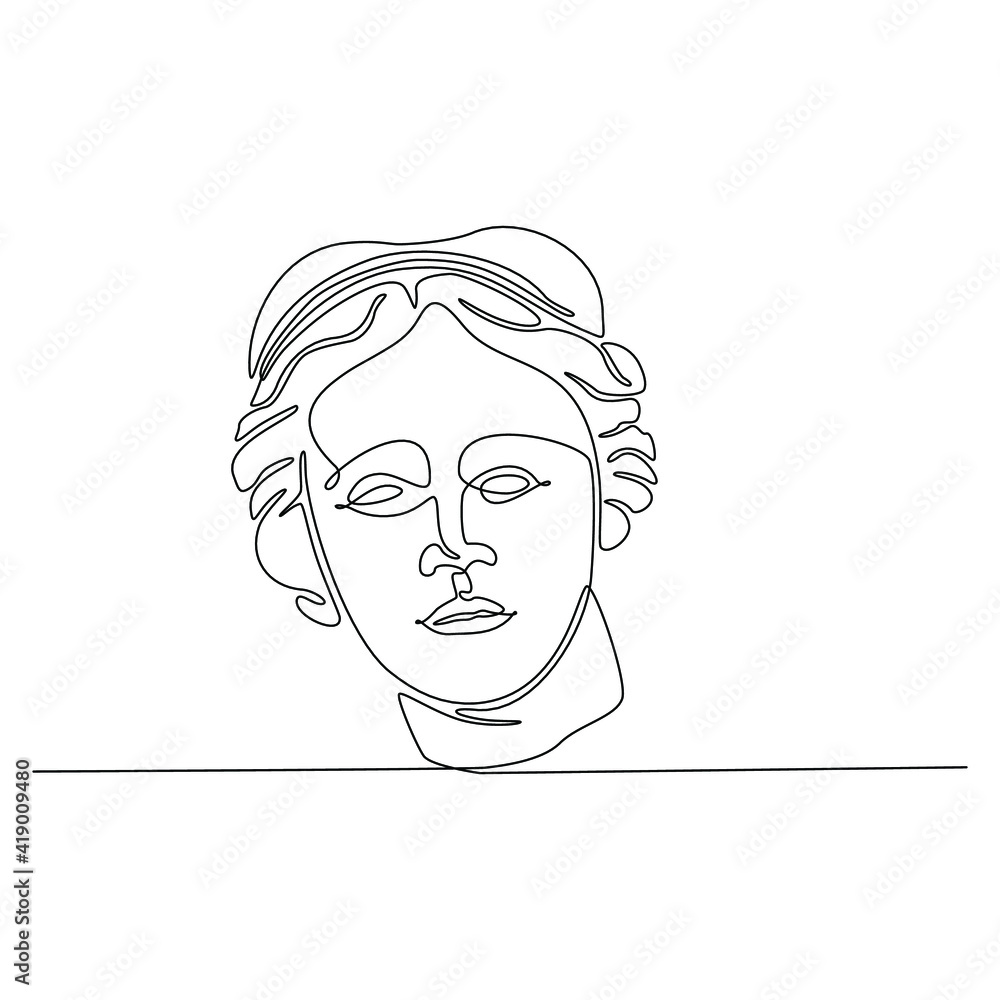 Continuous line drawing of face of greek god vector illustration Stock ...