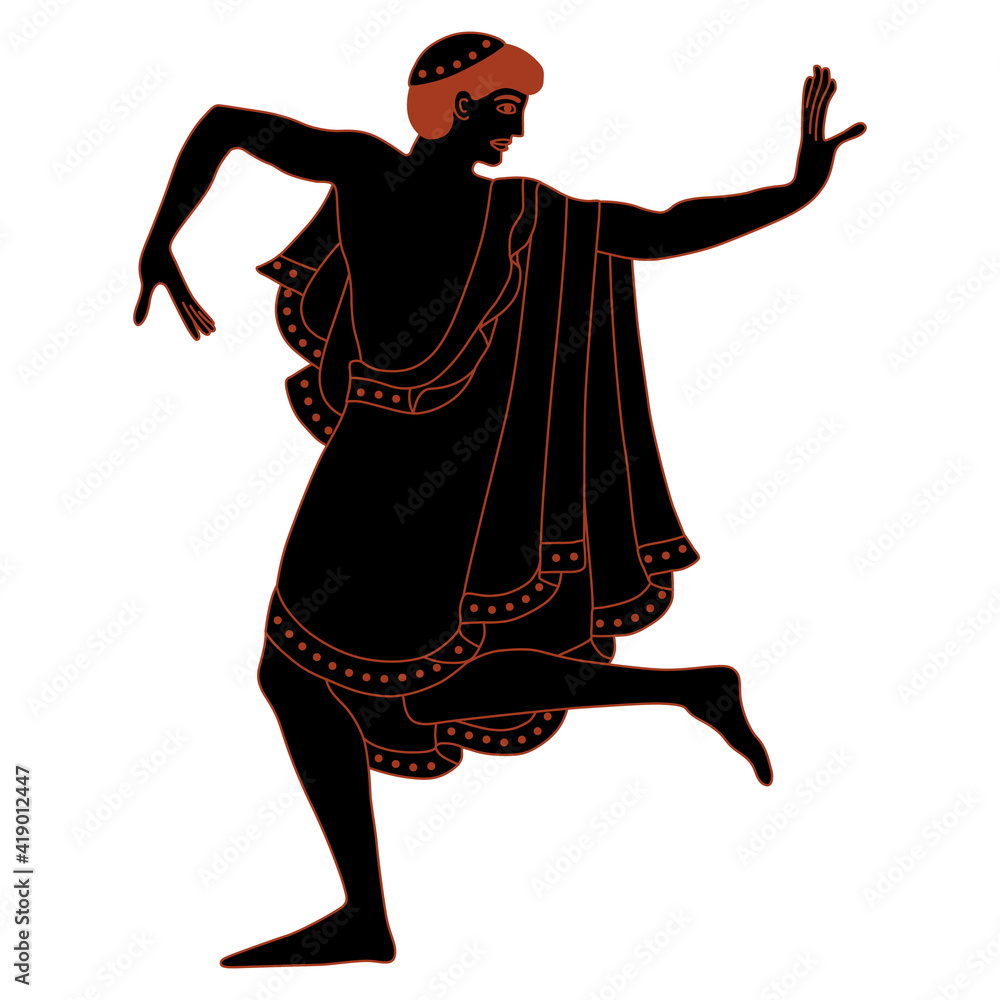 Isolated vector illustration of a dancing Etruscan young man. Based on ...
