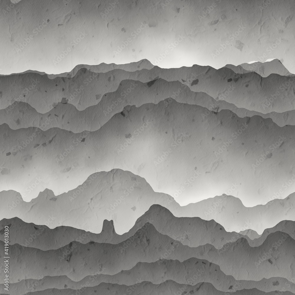 Seamless gray mountains fading into fog. High quality illustration ...