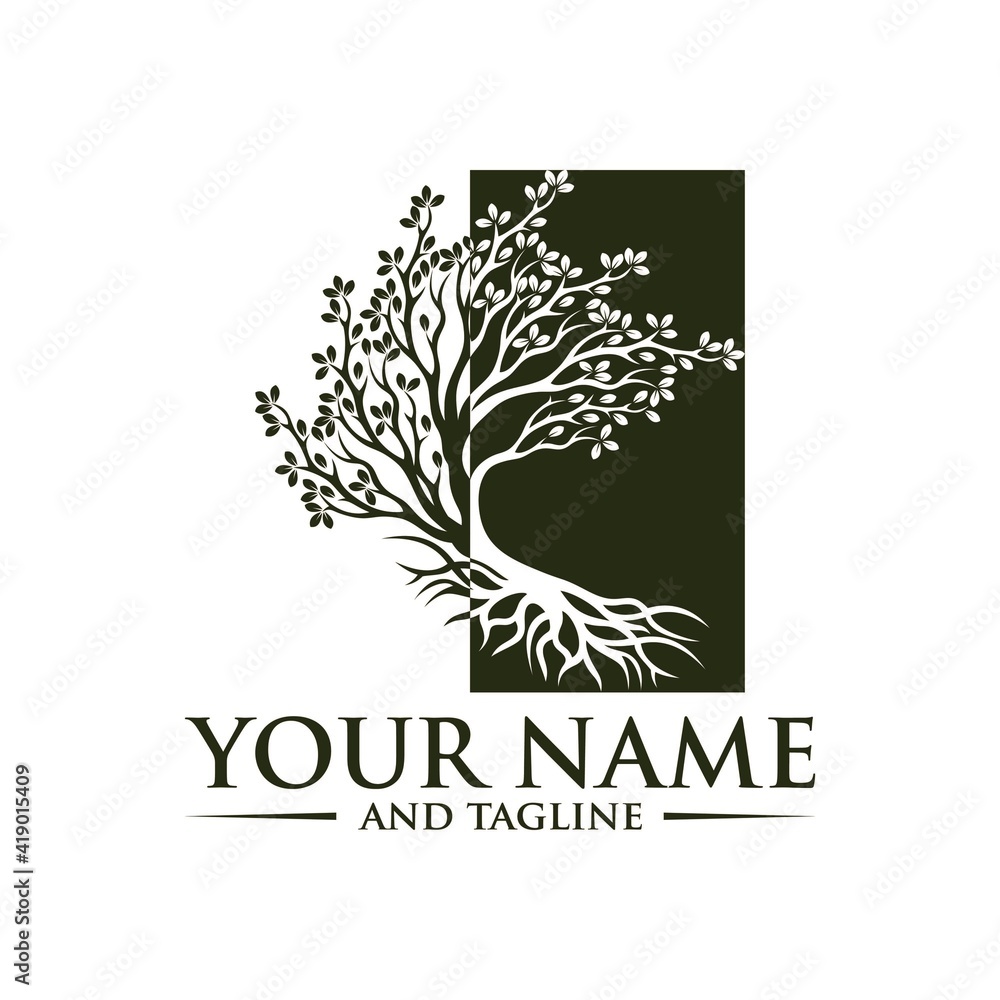 Oak tree logo illustration. Vector silhouette of a tree. Stock Vector ...