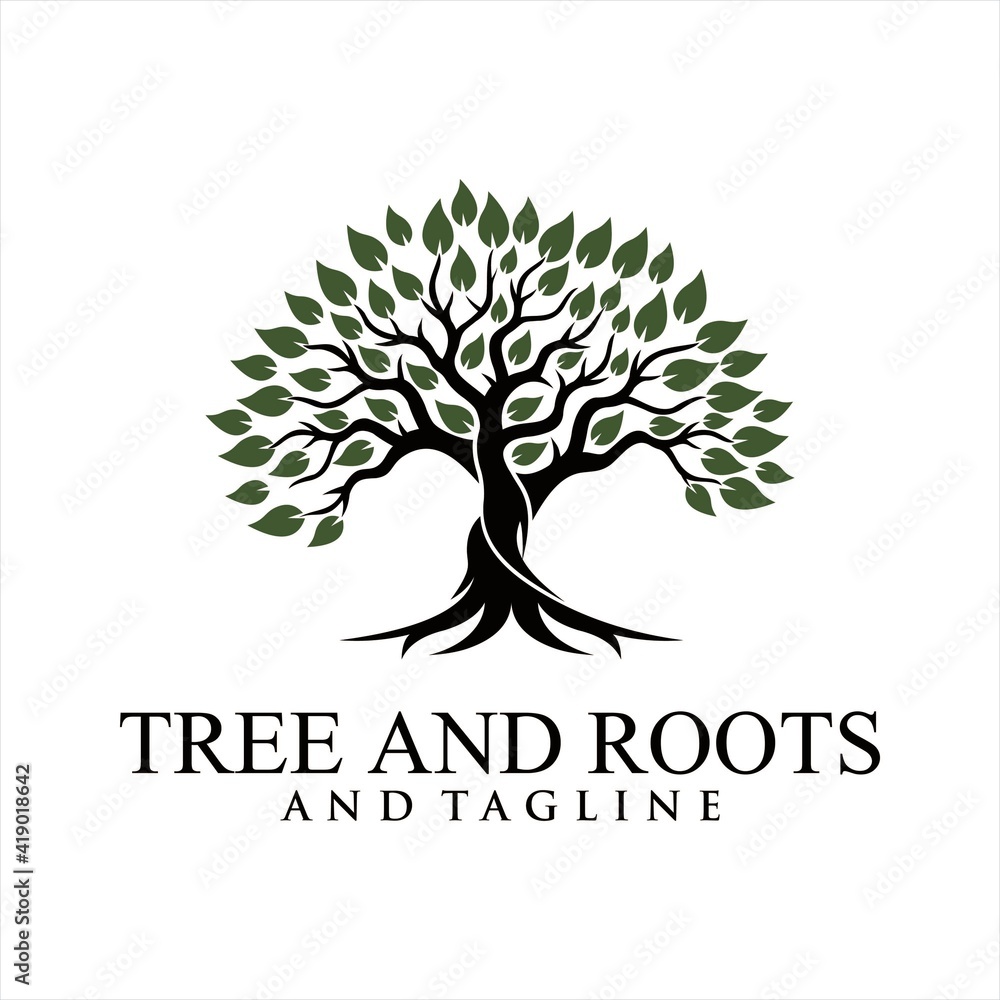 Abstract vibrant tree logo design, root vector - Tree of life logo ...