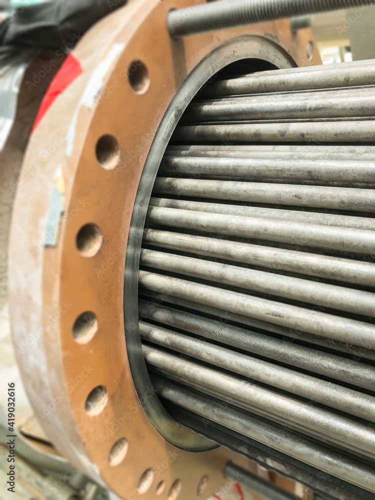 Heat exchanger with multiple nut holes Stock Photo | Adobe Stock