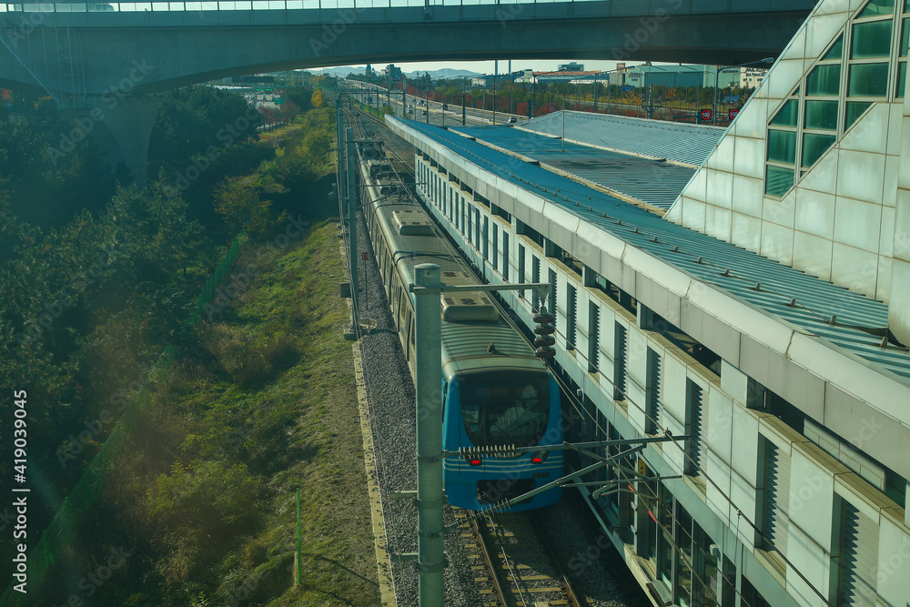 Subway inside Cheongna International City Station in Incheon, South ...