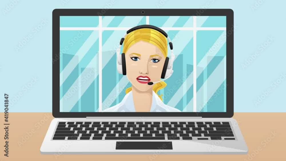 Cartoon style, colorful animation of customer service support women ...