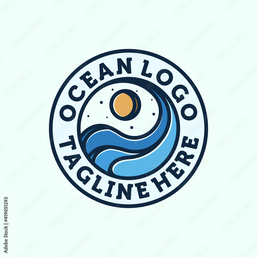 Ocean Wave Logo Design. Exclusive Logo, Symbol or Icon of Ocean ...