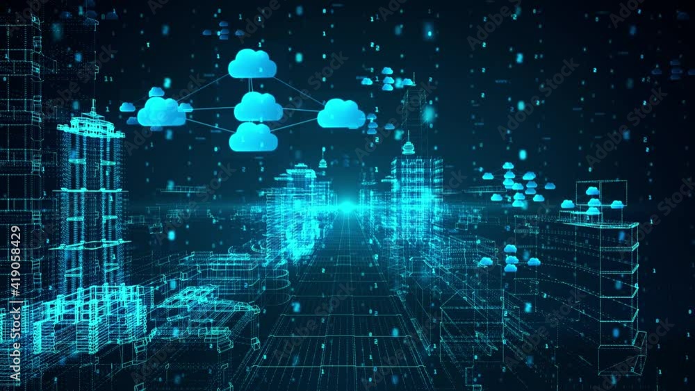 HUD Futuristic 5G Digital Data City Town Element Analysis 4K background ...