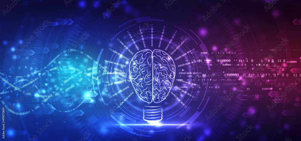 Bulb illustration on technology background, Future technology ...