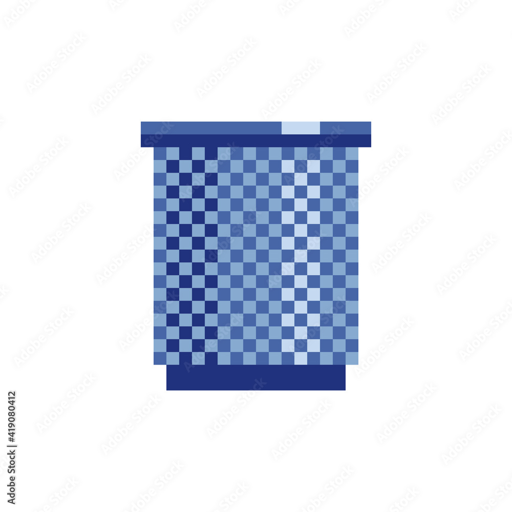 Trash basket icon. Pixel art style. Recycle bin and garbage container ...