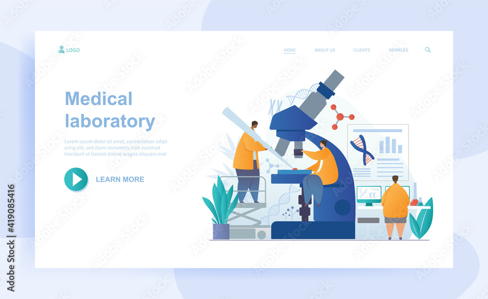 Male and female characters are working in medical laboratory together ...