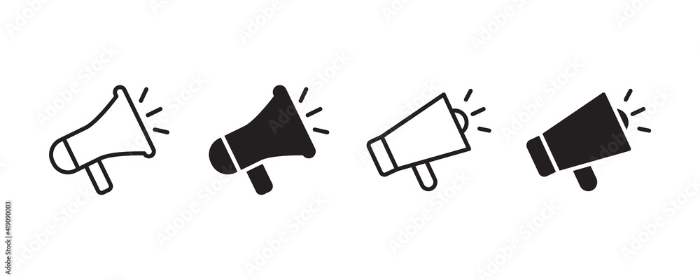 Megaphone icon set. Vector graphic illustration. Suitable for website ...