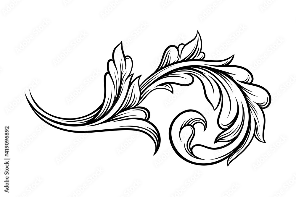 Baroque Scroll as Element of Ornament and Graphic Design with Spiral ...
