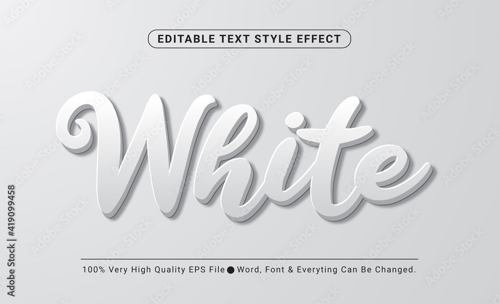 3d White Embossed Vector text style effect, Editable Text Effect Stock ...