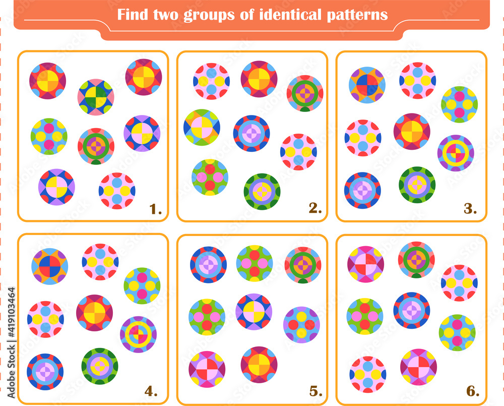 A game for children. Development of attention. Find two identical ...
