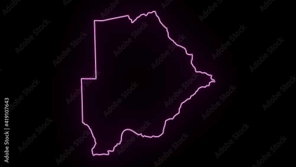Neon Map of Botswana, Botswana outline, Animated close up map of ...