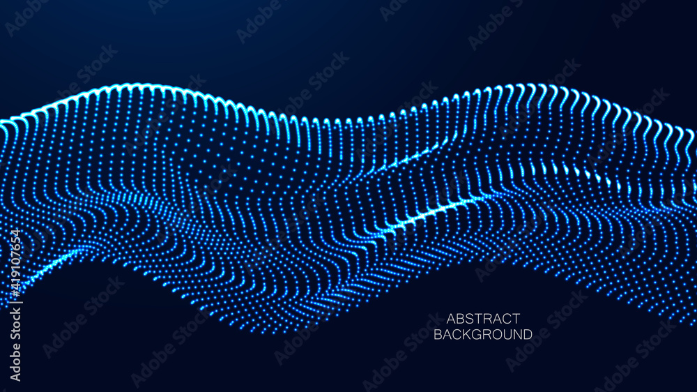 Abstract blue background. Big data. Abstract blue wave flow from ...