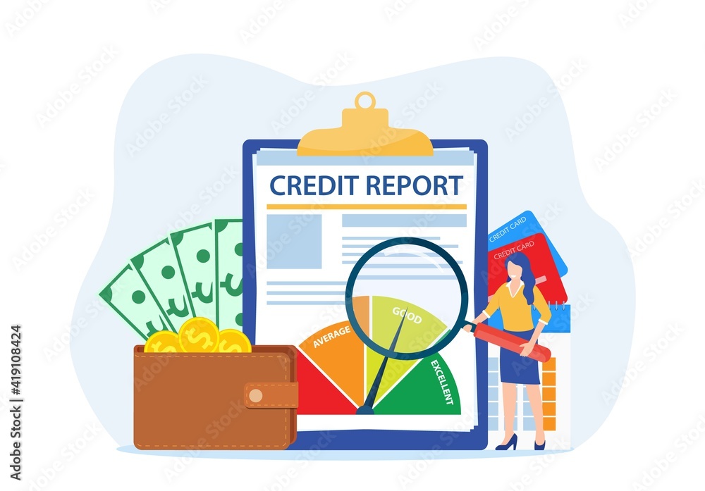 Credit report document concept. Money , Credit card, lending ...