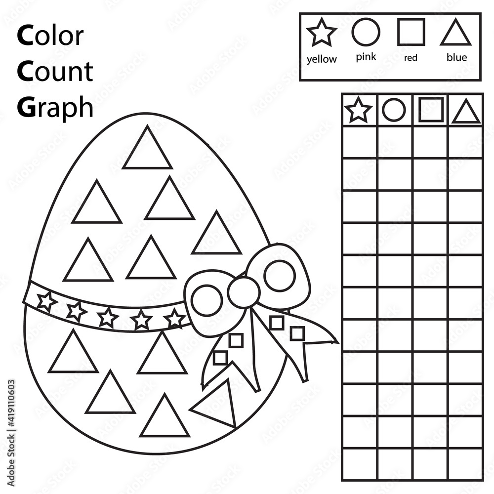 Color, count and graph. Educational children game. Color Easter egg and ...