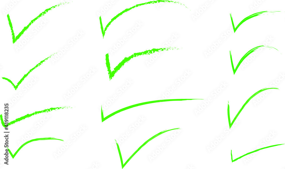 Green check mark vector. Drawing check mark isolated on white ...