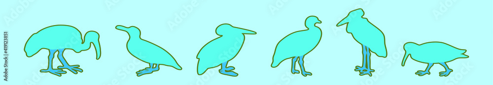 set of buzzard birds cartoon icon design template with various models ...