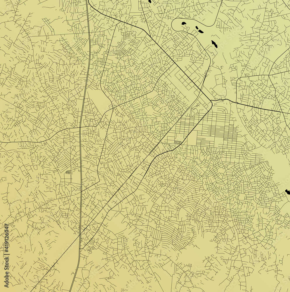 Aba, Abia, Nigeria (NGA) - Urban vector city map with parks, rail and ...