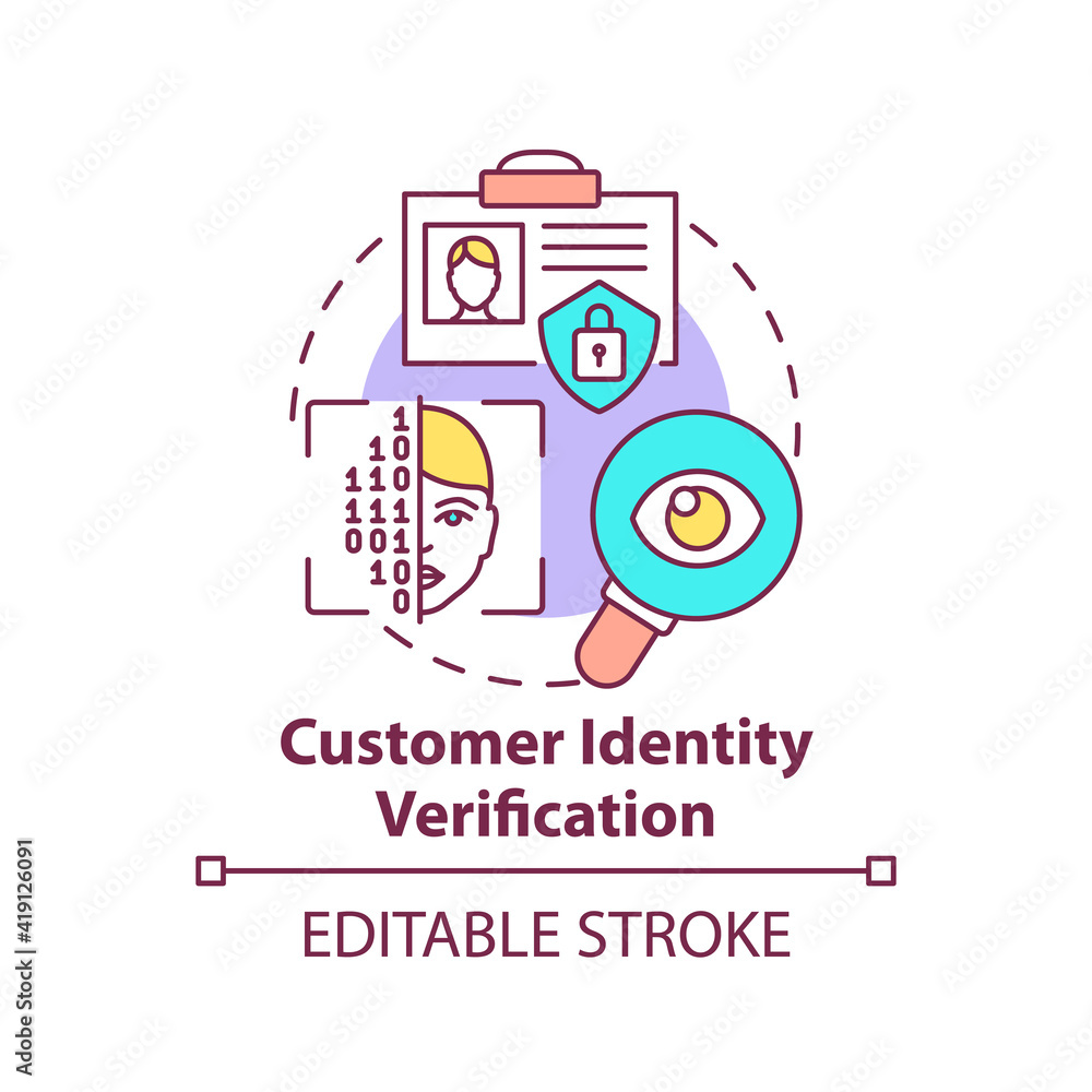 Customer identity verification concept icon. Online environment idea ...