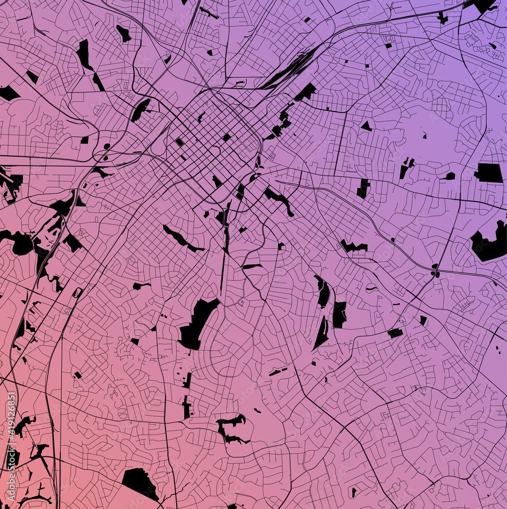 Charlotte, North Carolina, United States (USA) - Urban vector city map ...