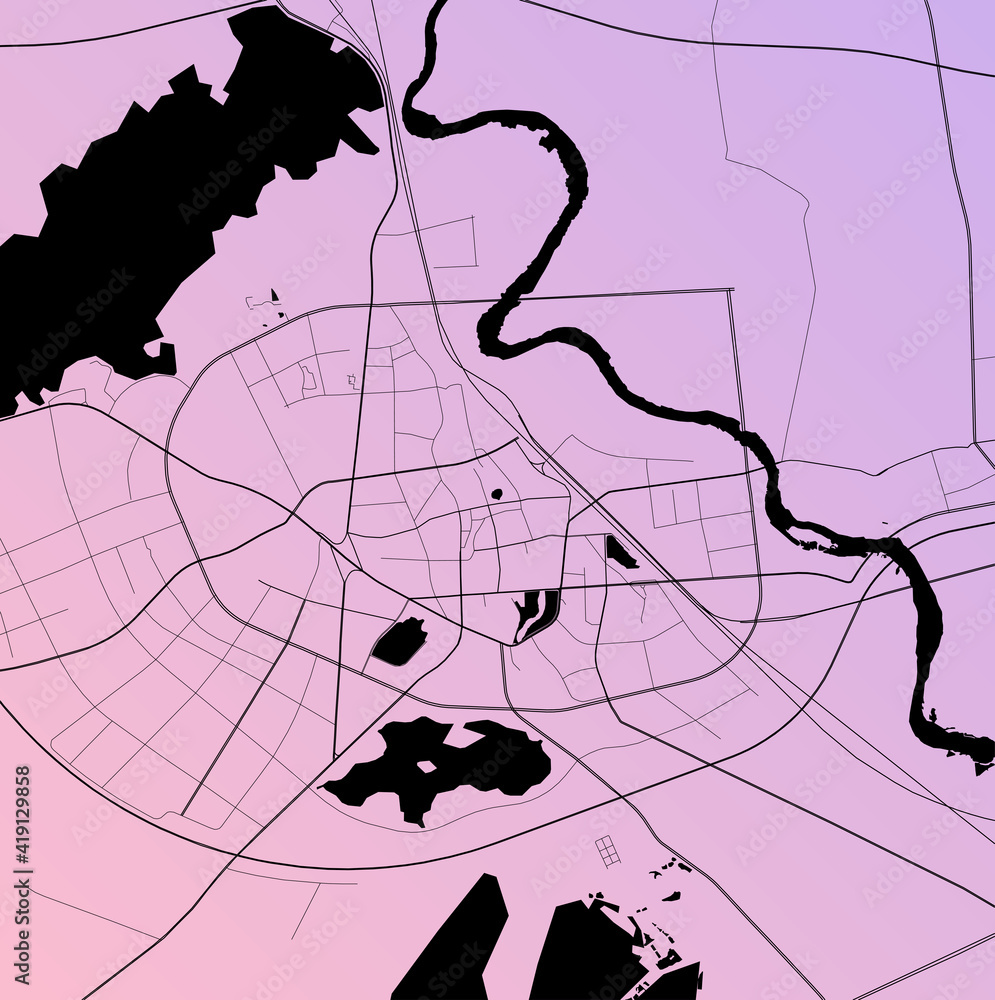 Xuanzhou, Anhui, China (CHN) - Urban vector city map with parks, rail ...