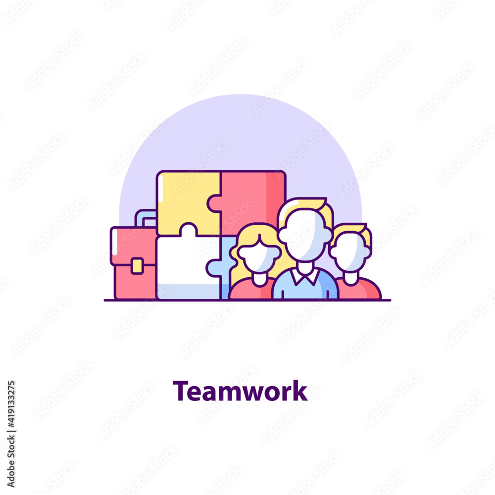 Teamwork creative UI concept icon. Teamwork. Diversity people team ...
