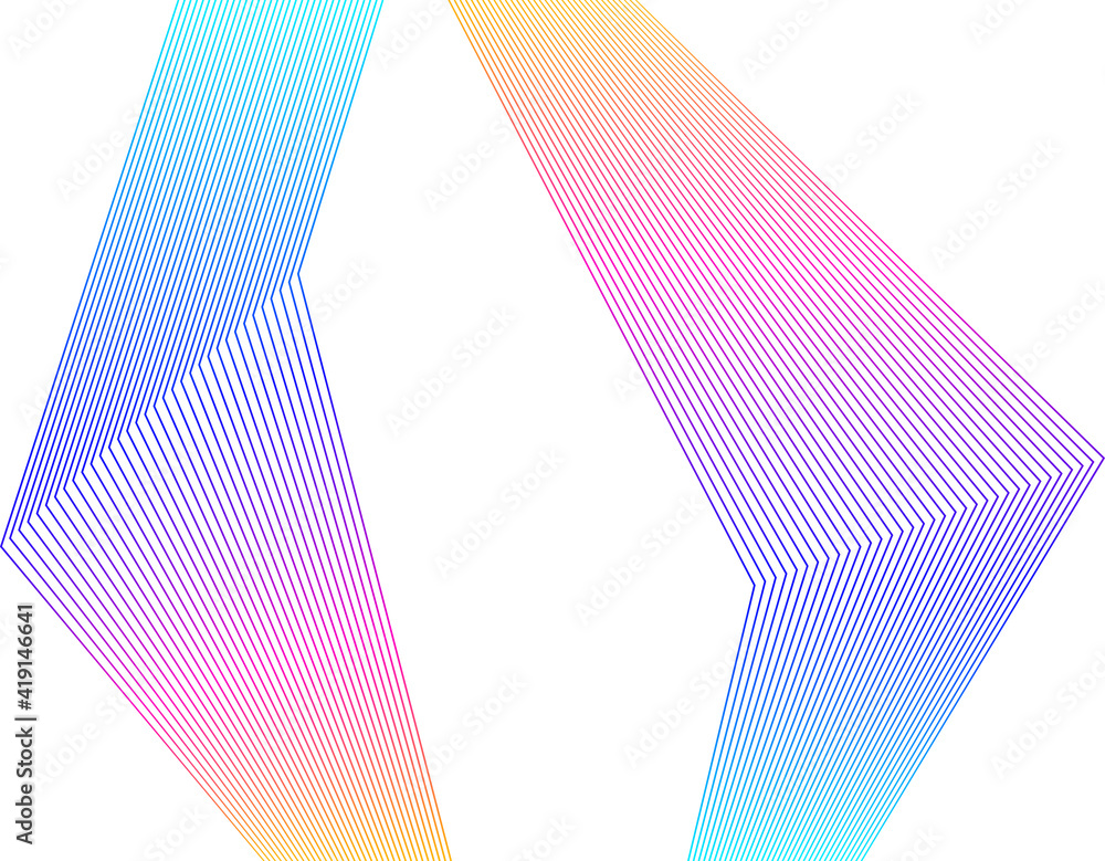 Design element Curved sharp corners wave many lines. Abstract vertical ...