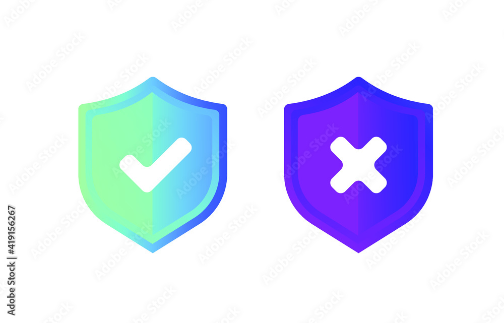 Correct, incorrect sign. Right and wrong mark icon set. Green tick and ...