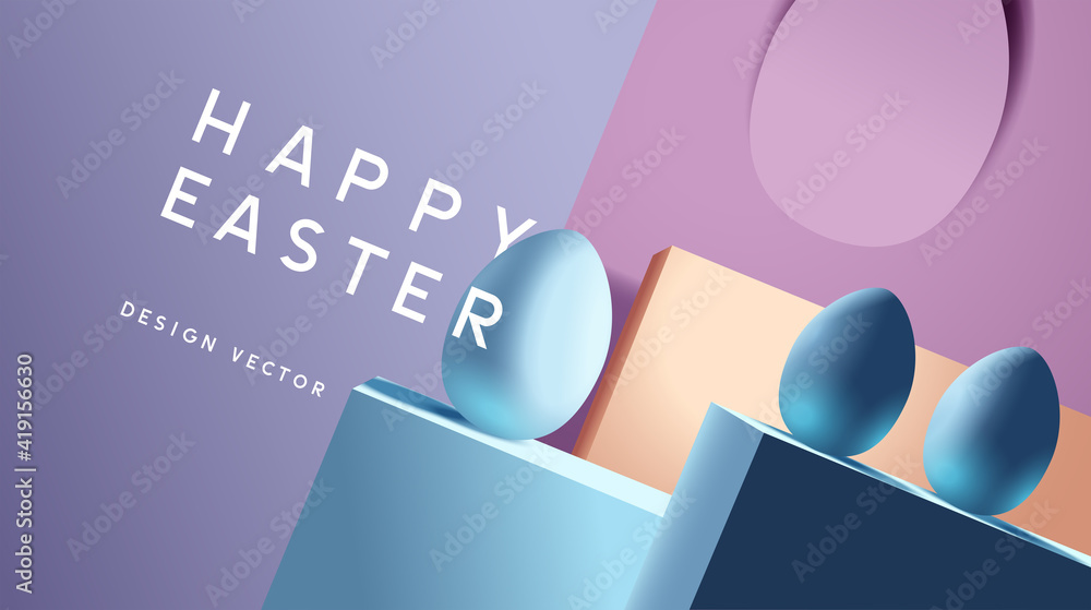 Creative and abstract Happy Easter holidays layout background design in ...