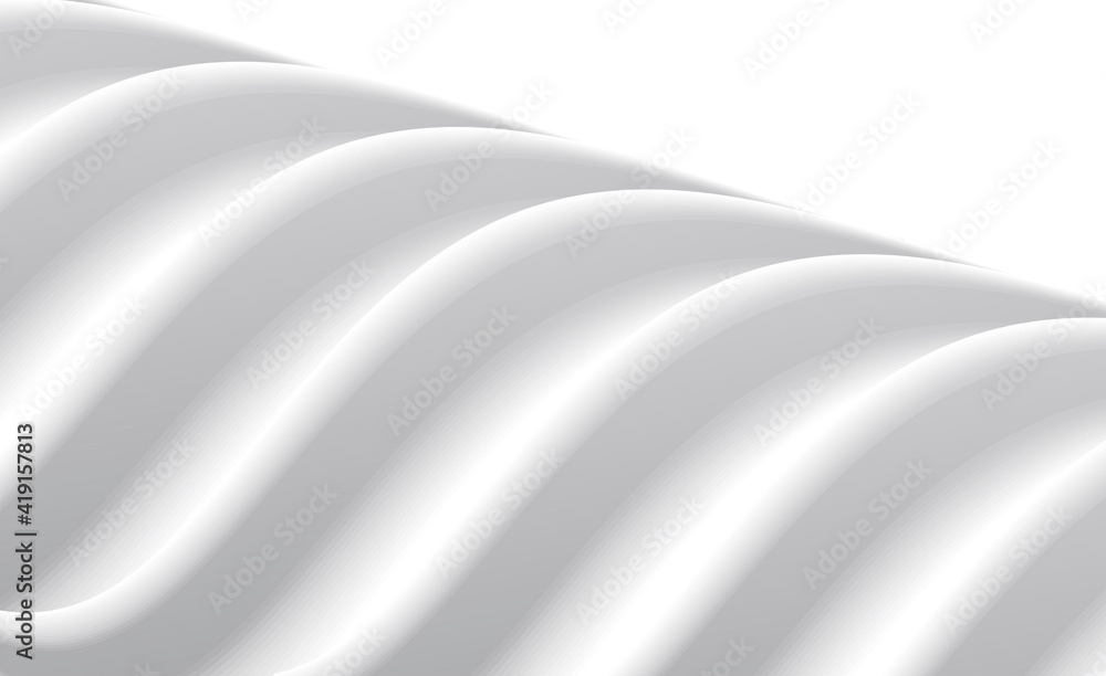 Abstract 3d background with white wave forming surface, play of light ...