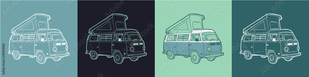 Van - Vanlife- Illustration - Editable Stock Vector | Adobe Stock