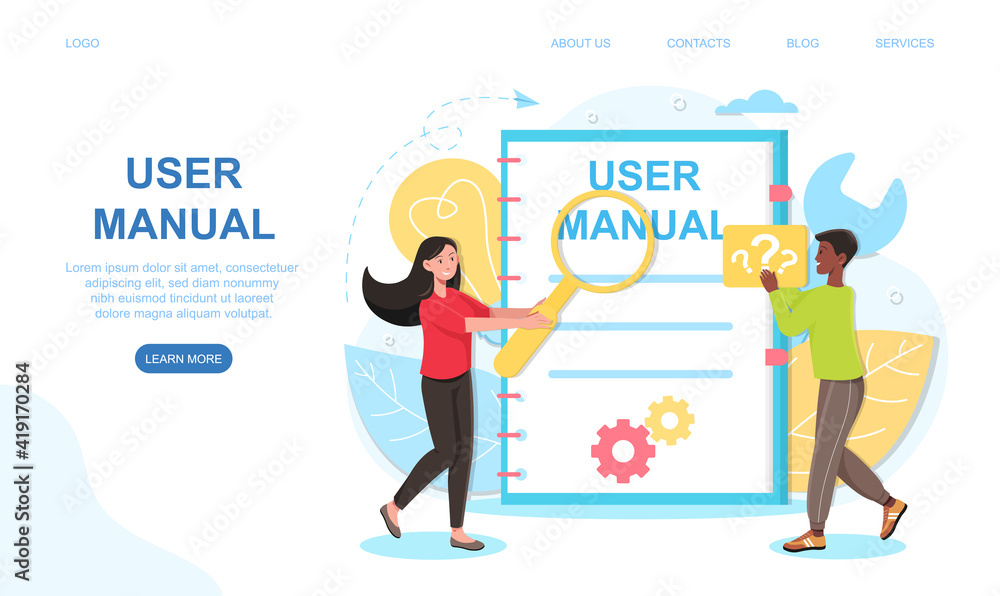 Document specification requirements user manual book. Flat abstract ...