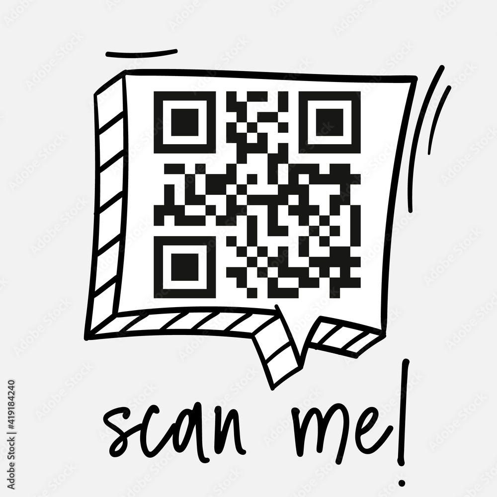 Sample Qr code for smartphone. Scan me inscription tag. QR Code icon ...