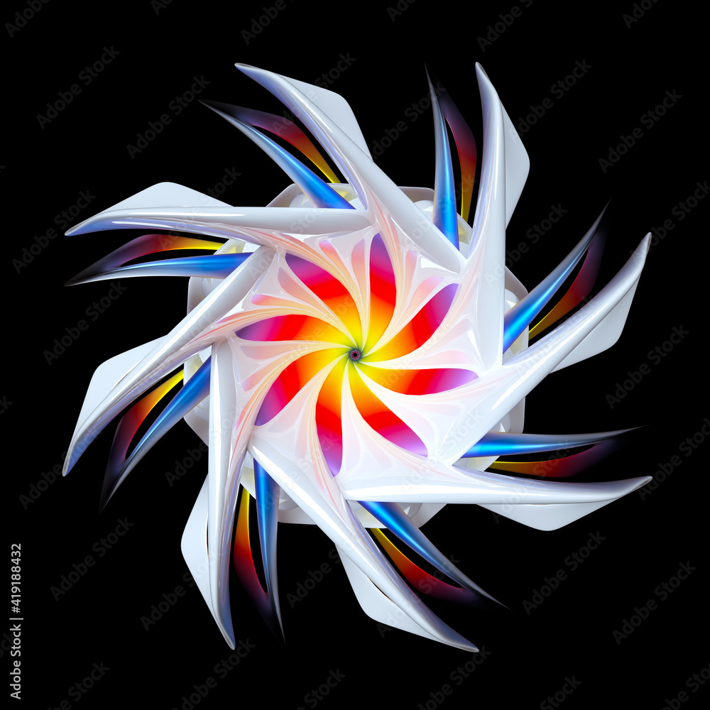 3d render of abstract art, surreal lotus flower or Indian mandala yoga ...