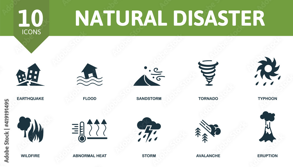 Natural Disaster icon set. Contains editable icons natural disaster ... Natural Disaster icon set. Contains editable icons natural disaster ...