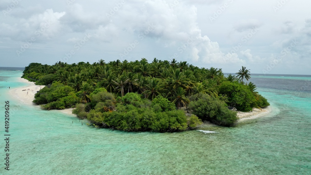 Bird's eye view of tropical islands in the ocean. View of the islands ...
