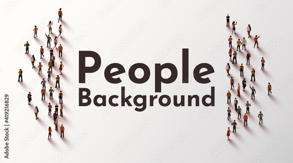 Large group of people on white background. People crowd concept. Stock ...