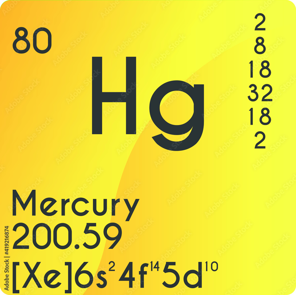 Mercury Hg Transition Metal Chemical Element Vector Illustration