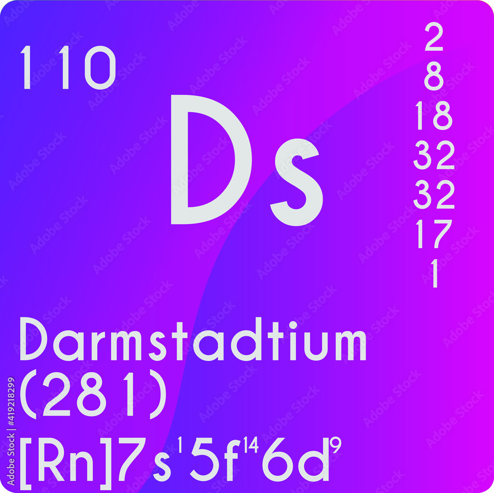 Darmstadtium Ds Chemical Element vector illustration diagram, with ...