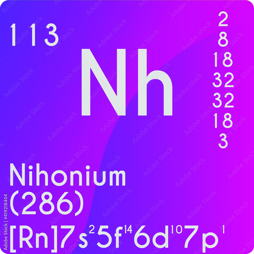 Nihonium Nh Chemical Element vector illustration diagram, with atomic ...
