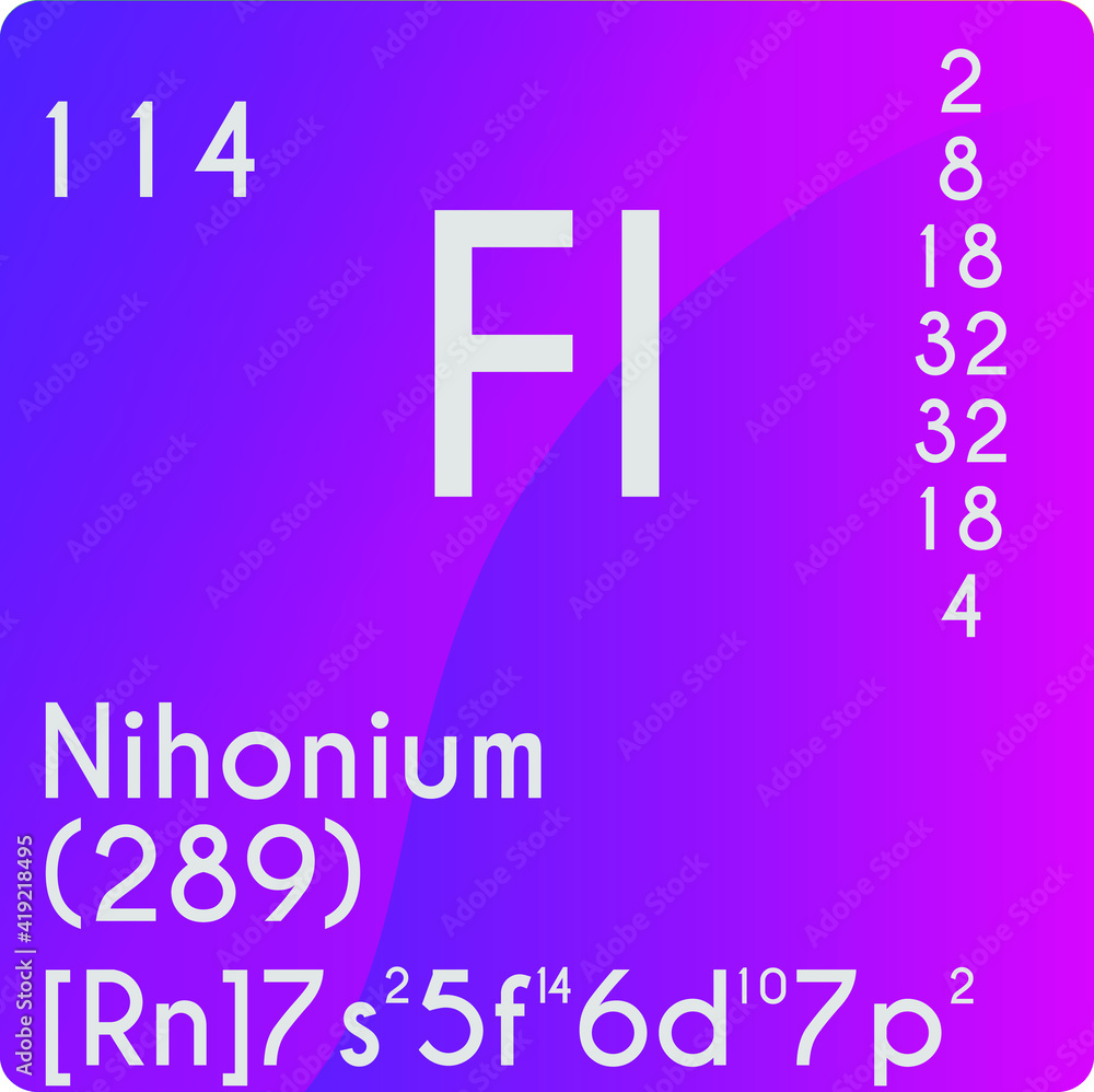 Flerovium Fl Chemical Element vector illustration diagram, with atomic ...