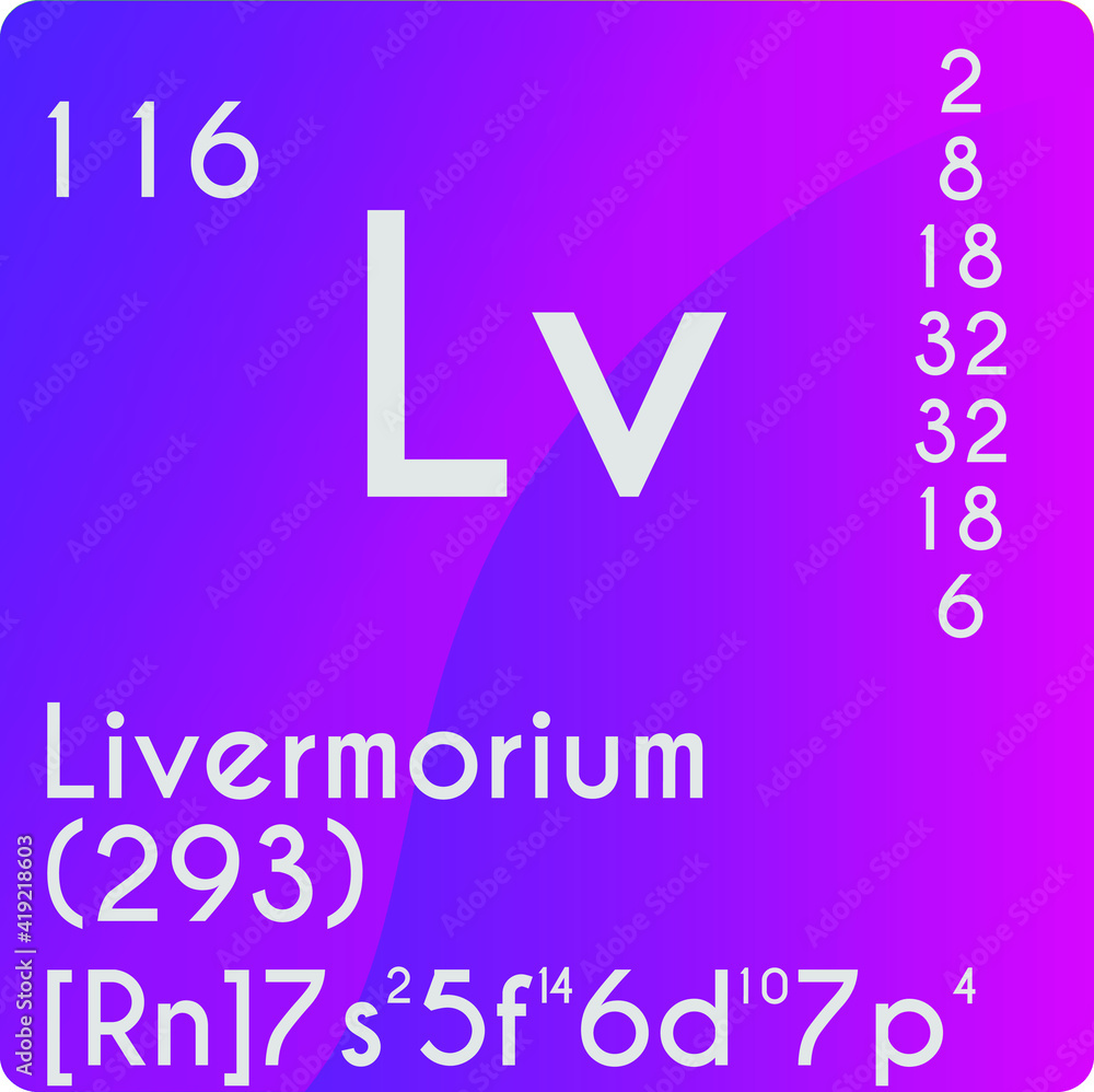 Livermorium , Chemical Element vector illustration diagram, with atomic ...