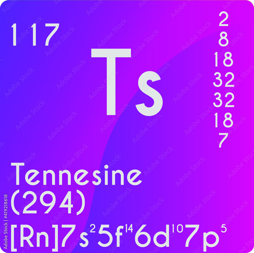Tennessine Ts Chemical Element vector illustration diagram, with atomic ...