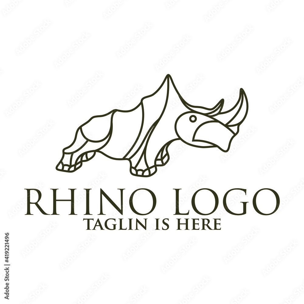 rhino mascot character, Rhino silhouette logos, emblems, badges, labels ...