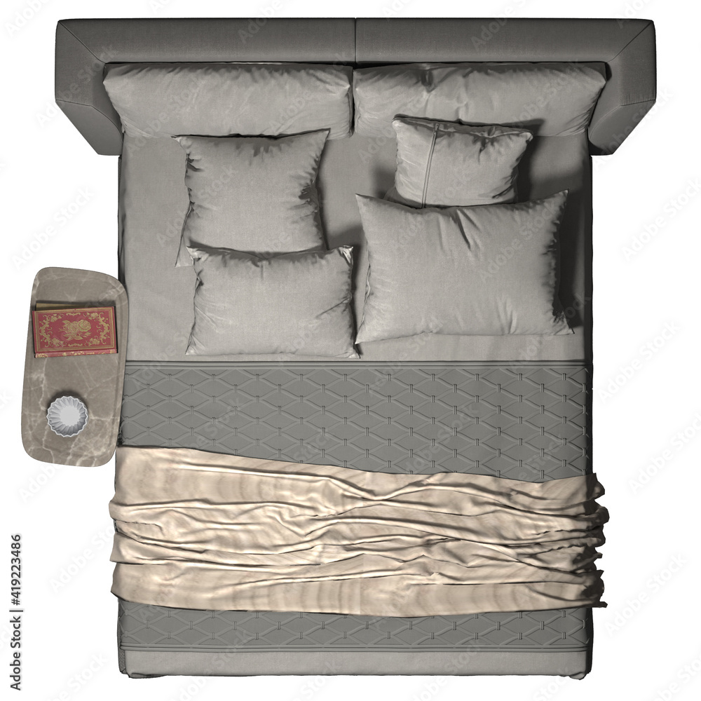BED TOP VIEW - BEDROOM IN PLAN Stock Illustration | Adobe Stock