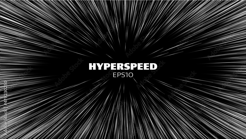 Hyperspeed vector background. Hyper speed hyperspace star travel. Warp ...