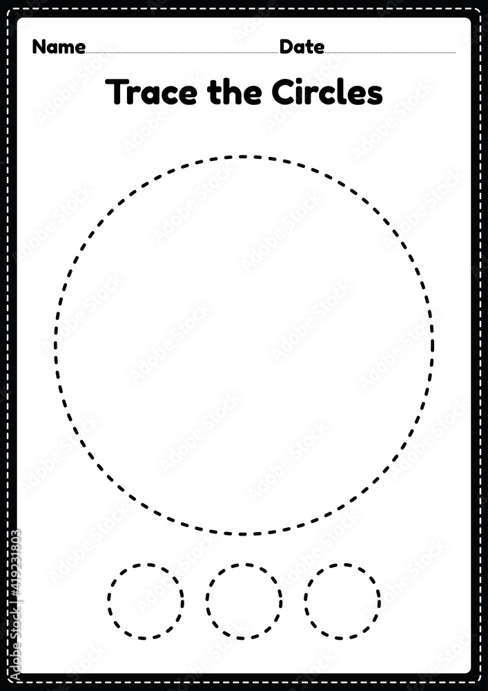 Trace the circle worksheet for preschoolers and kindergarten kids for ...